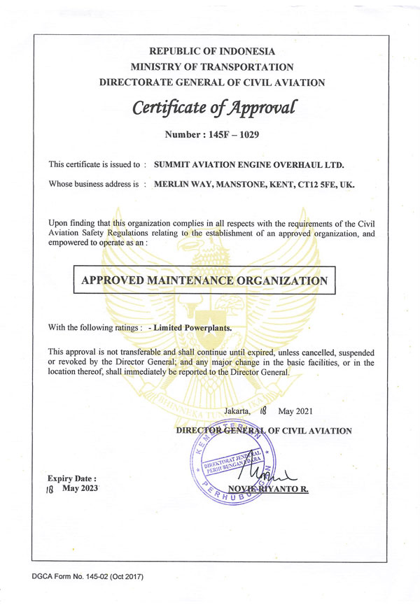 Summit Aviation - Aviation certificates
